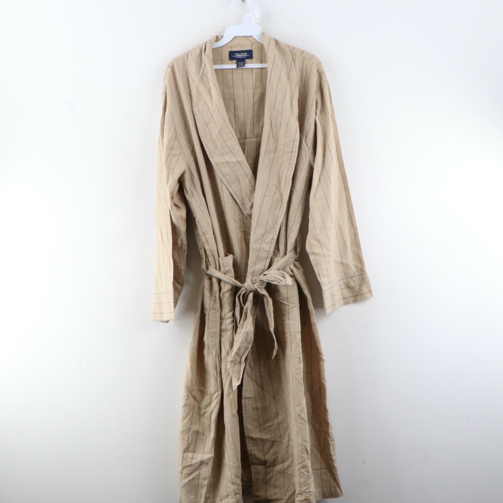 Vintage 90s Nautica Striped Cotton Bath Robe - Gem